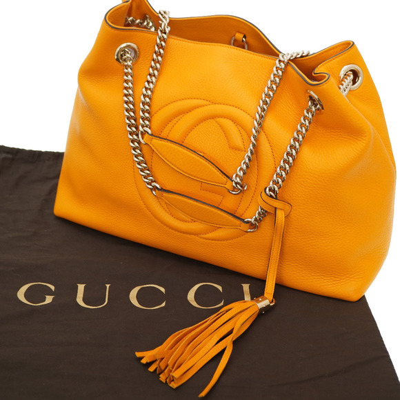 Gucci | Bags | Gucci Soho Chain Leather Orange Tote Bag | Poshmark